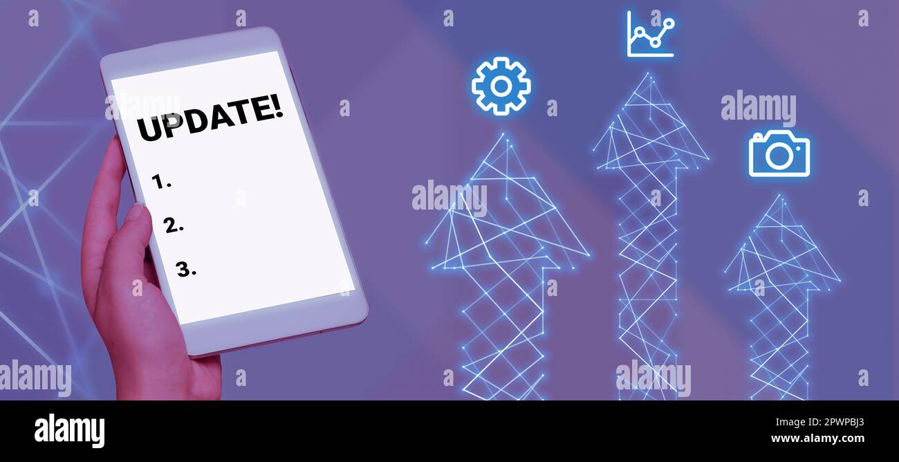 Conceptual display Update, Business concept Make something more modern Adding new facts Changing ...