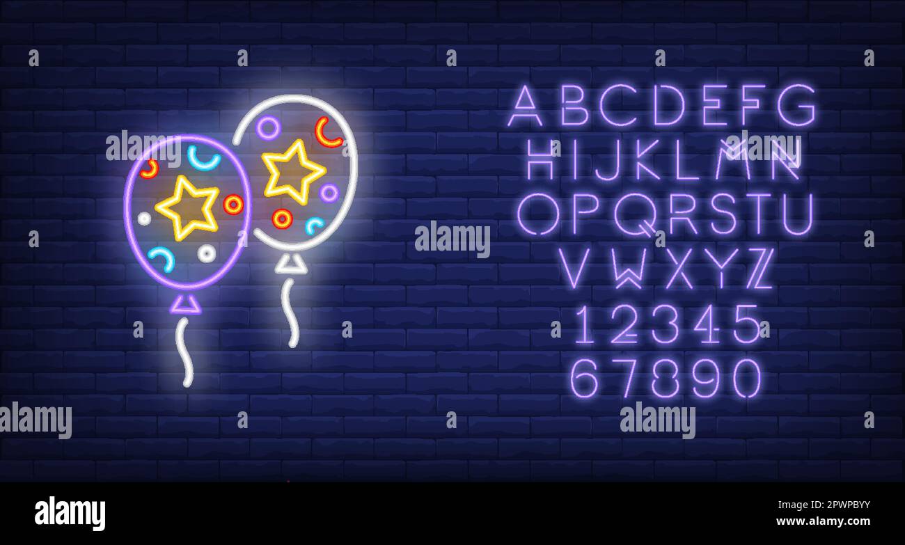 Festive balloons neon sign Stock Vector Image & Art - Alamy