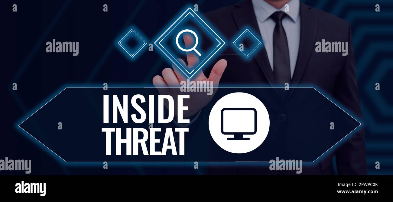 Handwriting text Inside Threat, Word Written on Information that only ...
