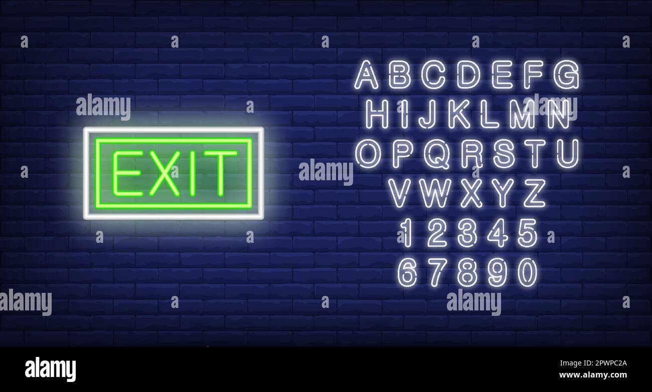 Illuminated exit sign on Stock Vector Images - Alamy