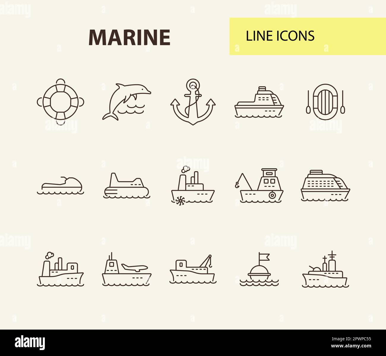 Marine line icon set Stock Vector Image & Art - Alamy