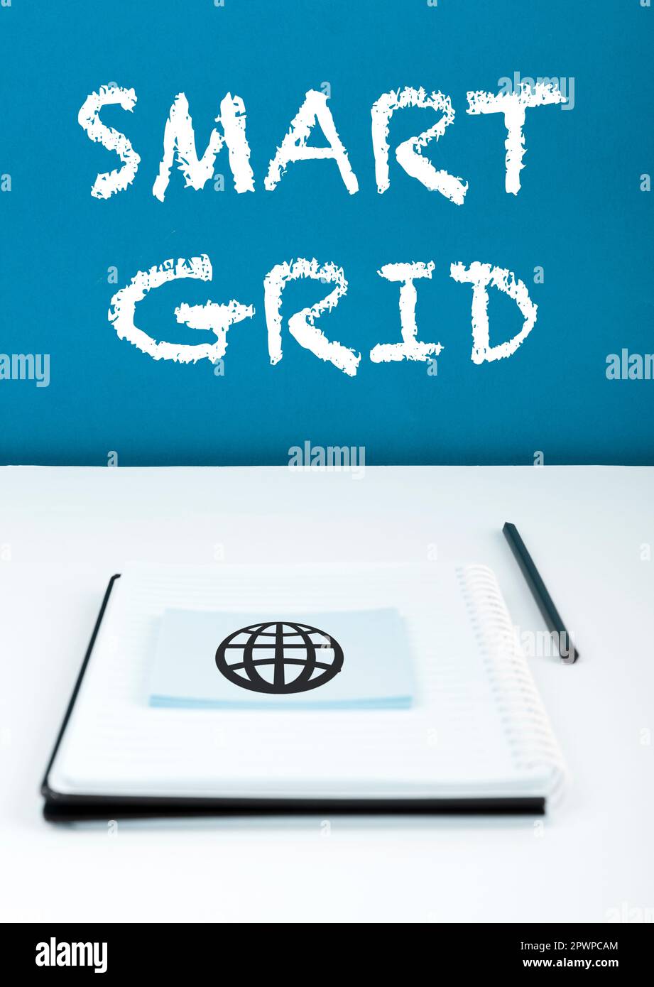 Text sign showing Smart Grid, Concept meaning includes of operational ...