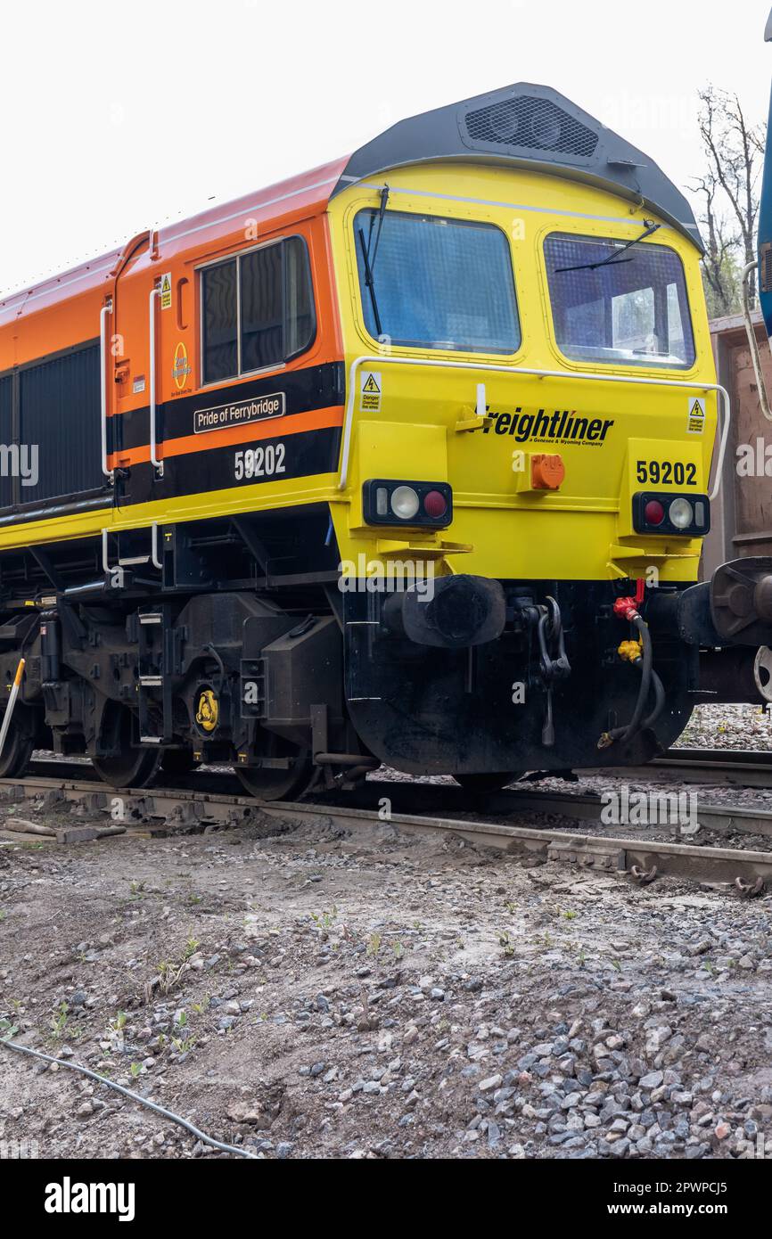 Freightliner 59202, Pride of Ferrybridge train on display at Whatley ...