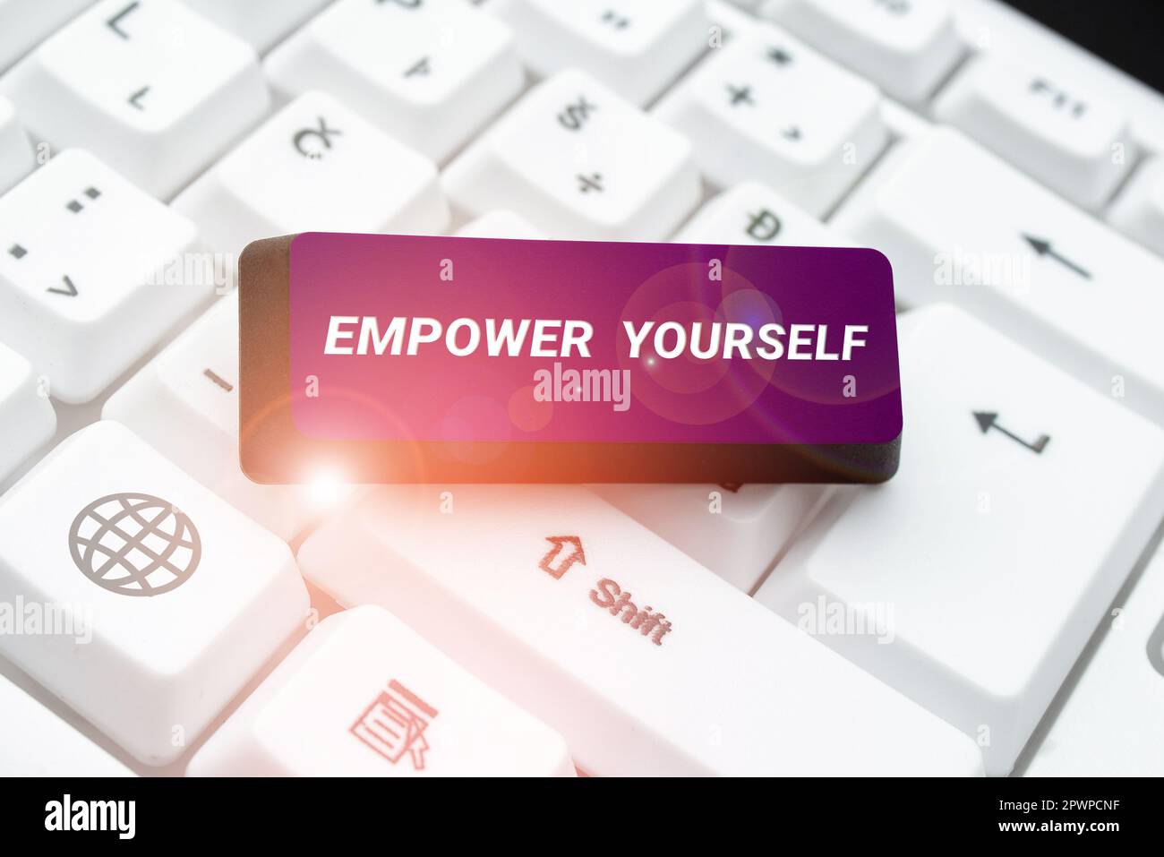 Text caption presenting Empower Yourself, Concept meaning taking control of life setting goals ...