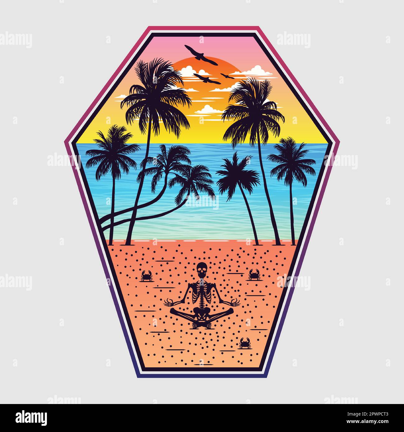 Ocean and beach panoramic landscape design. Editable, resizable, EPS 10 ...
