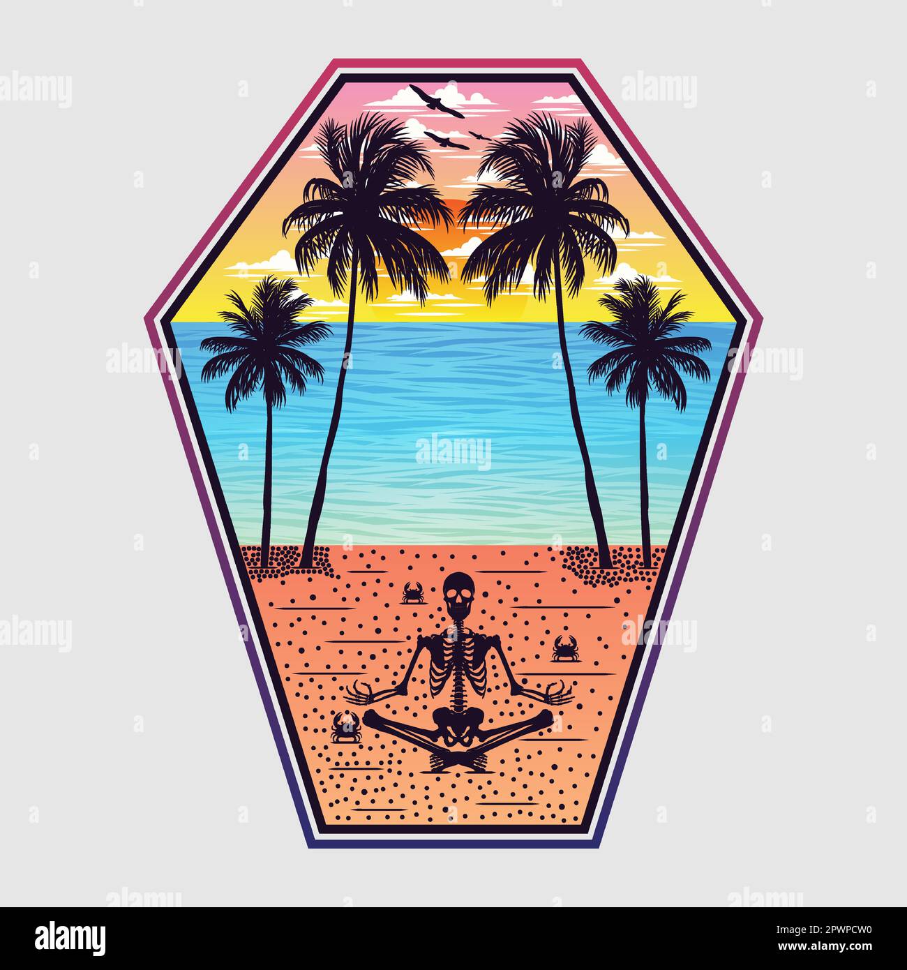 Ocean and beach panoramic landscape design. Editable, resizable, EPS 10 ...