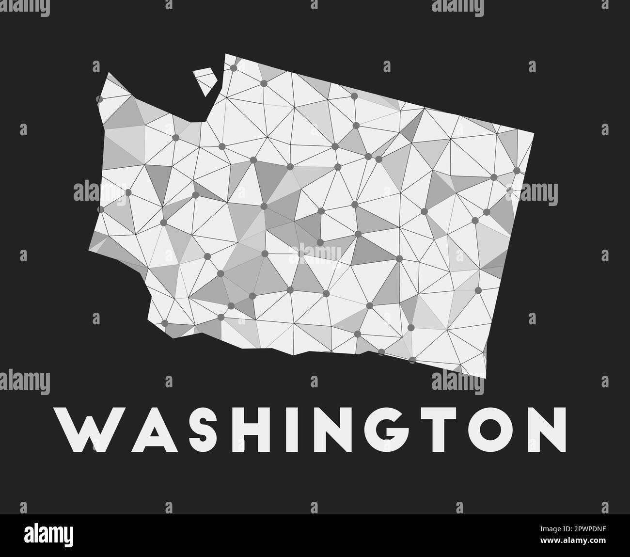 Washington - communication network map of US state. Washington trendy ...
