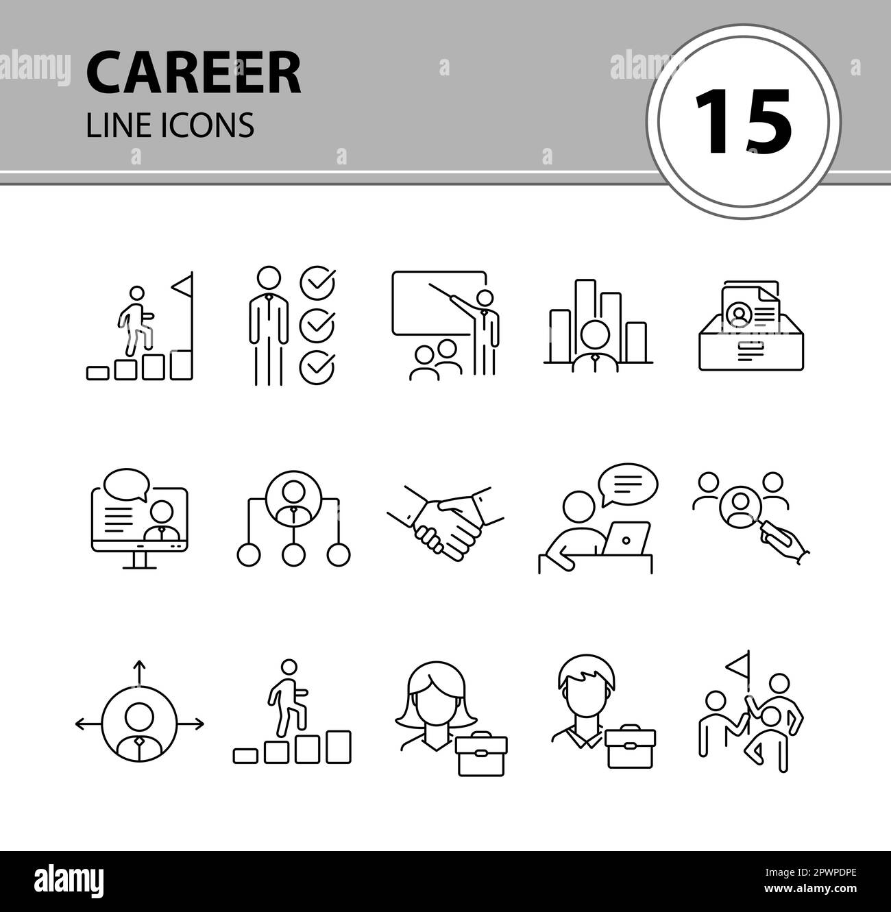 Employee career line icons Black and White Stock Photos & Images - Alamy