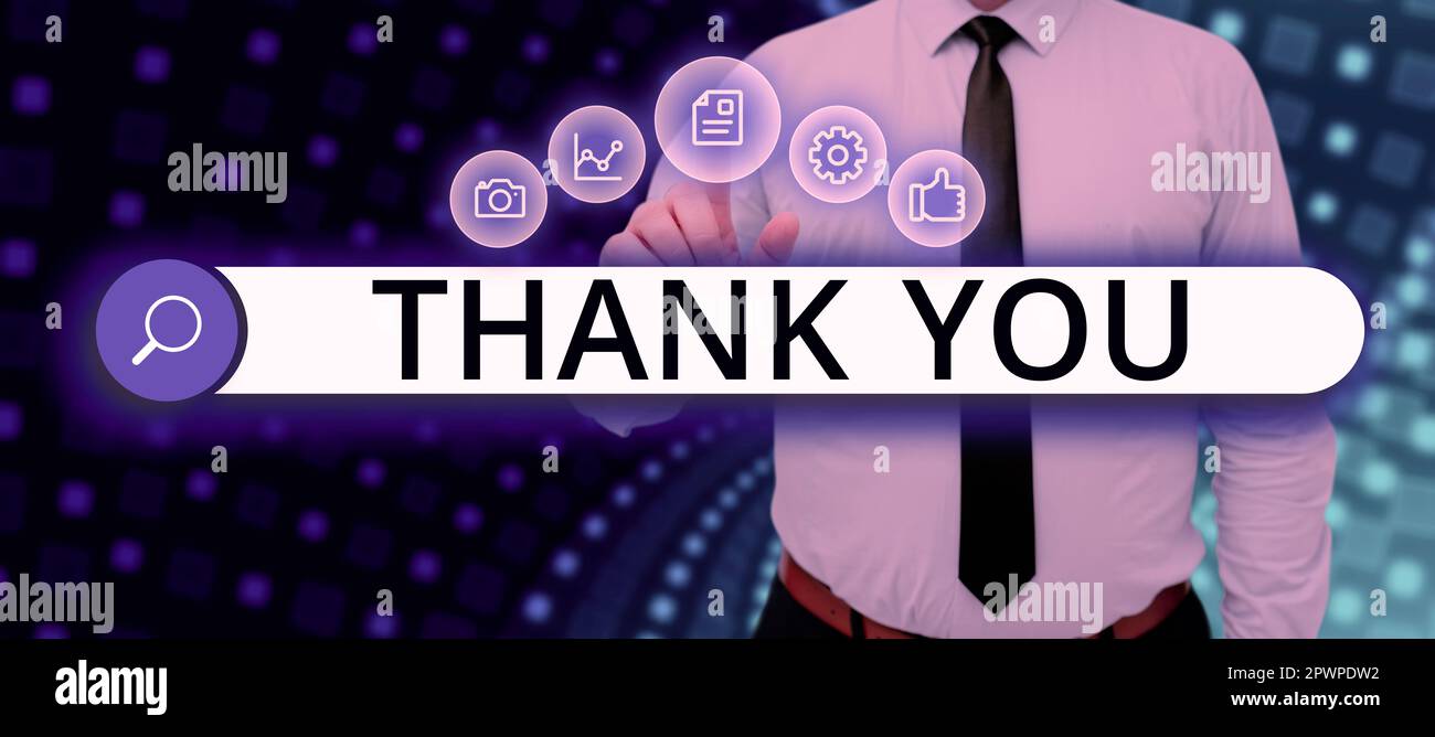 Handwriting text Thank You, Internet Concept replaying on something ...