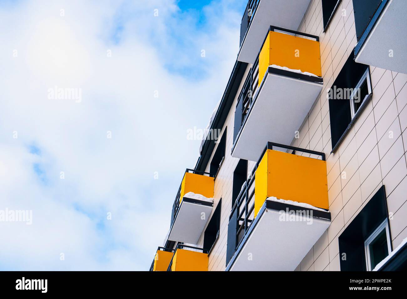 The Residential building. Building architecture. Low angle view to ...