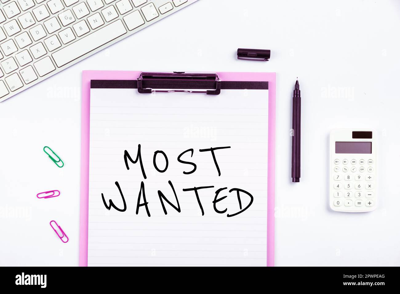 Text showing inspiration Most Wanted, Business showcase listing of the ...