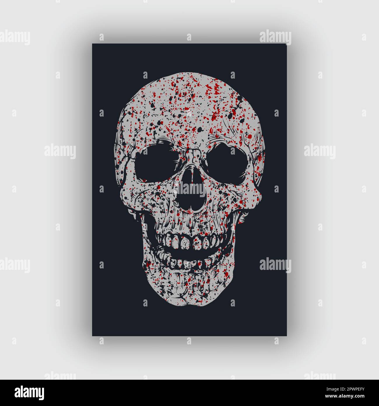 Skull and bone vector with gritty texture and blood stain artwork ...