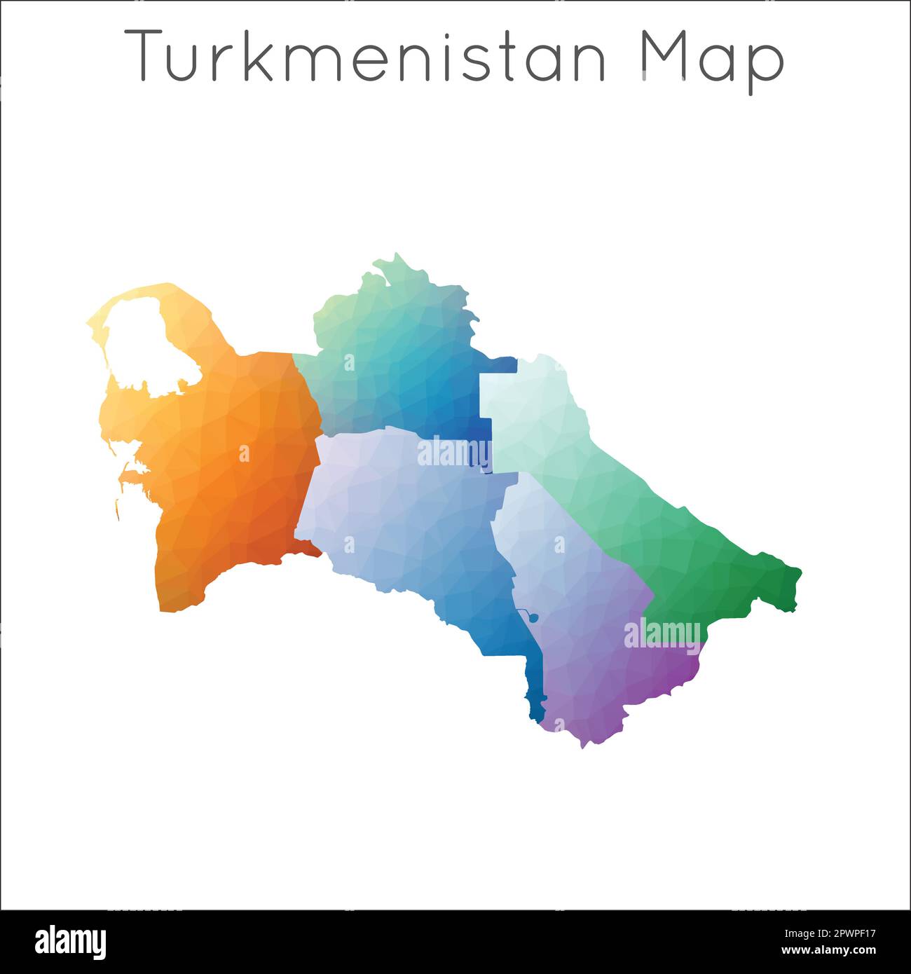Low poly map of Turkmenistan. Turkmenistan geometric polygonal, mosaic ...