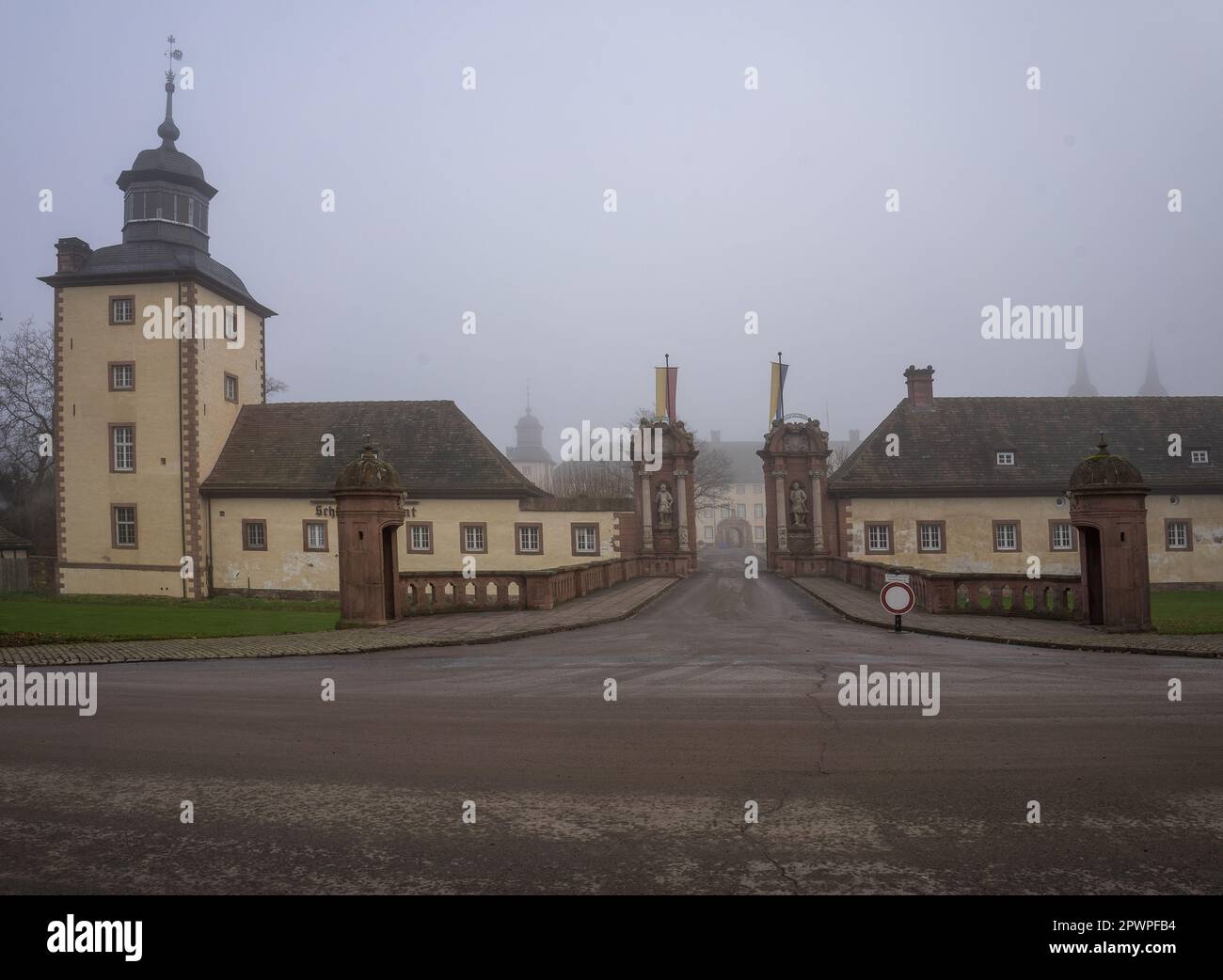 Benedictine abbey Corvey near the german city called Hoexter at winter ...
