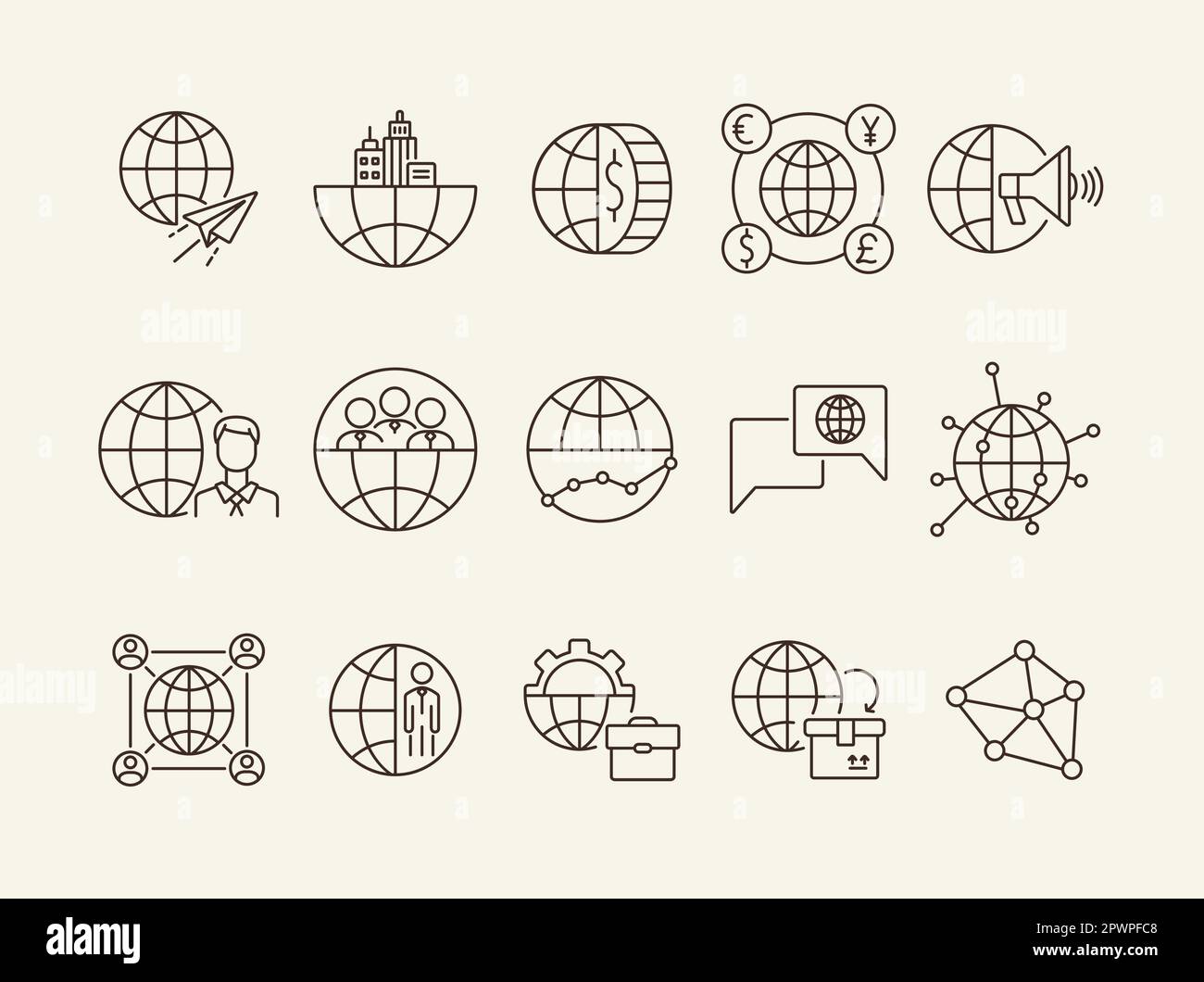 Global business line icon set Stock Vector Image & Art - Alamy