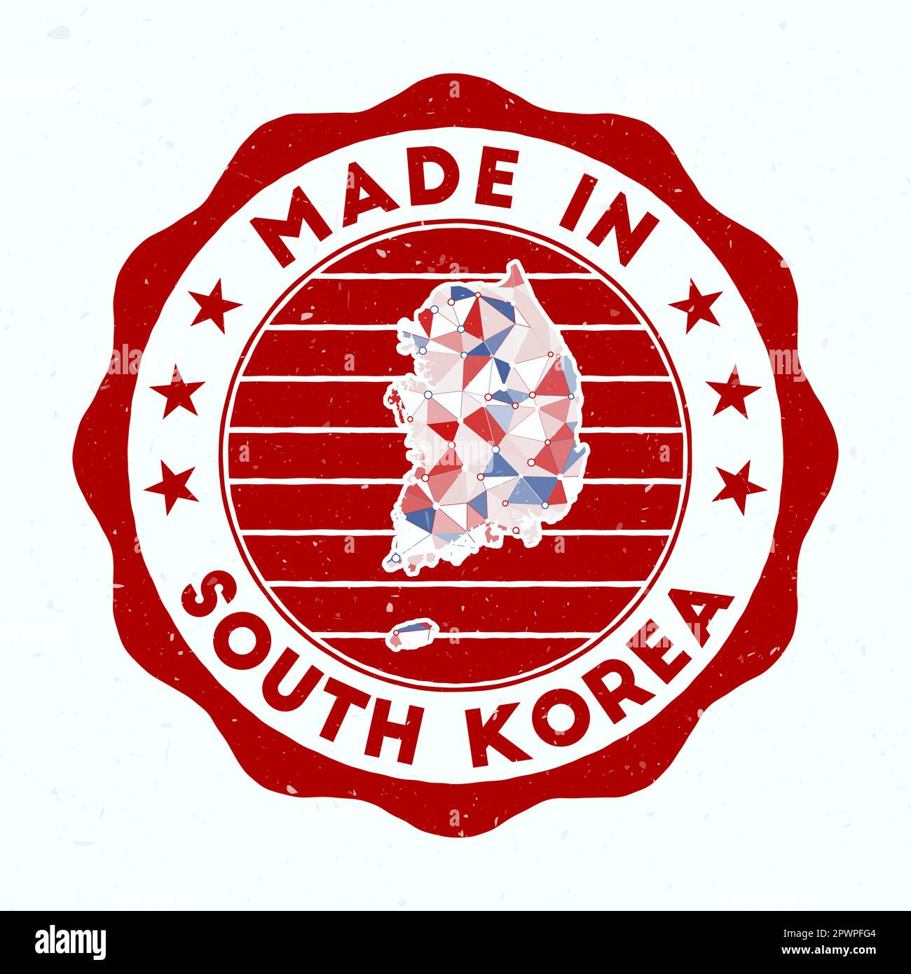 Made in South Korea. Country round stamp. Seal of South Korea with ...