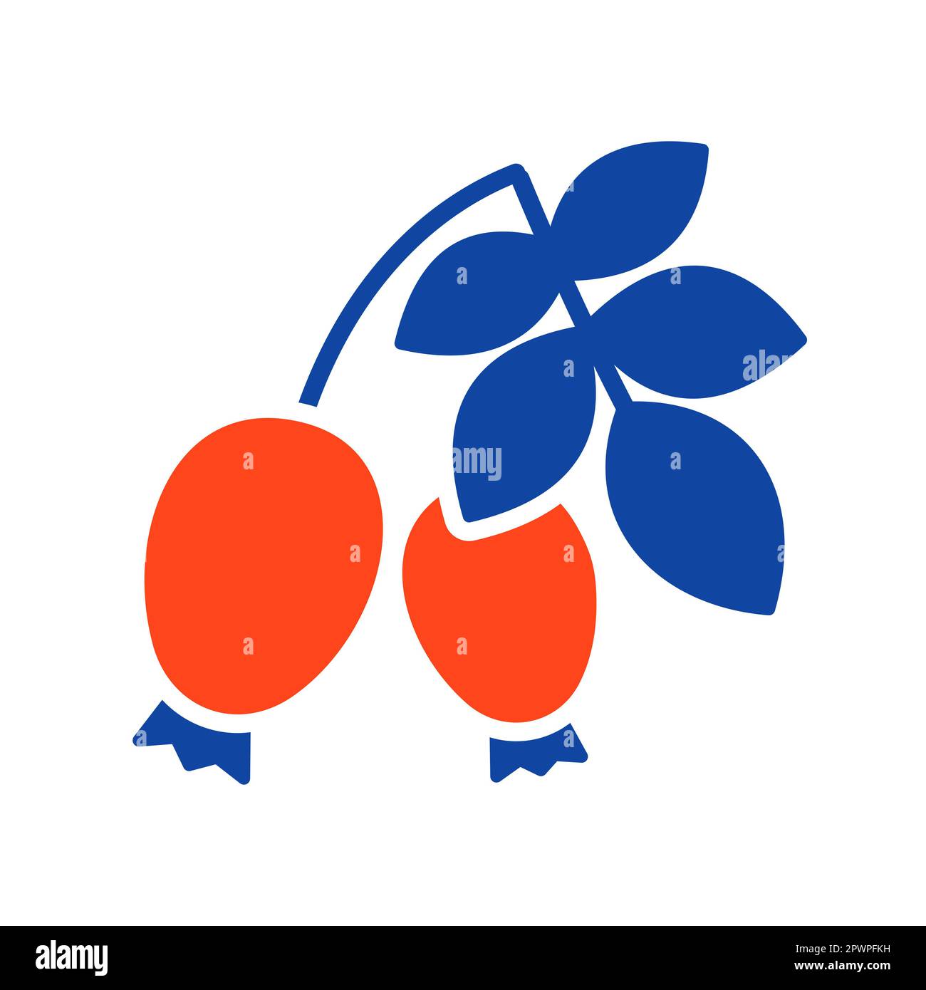 Rose hip berries and leaves vector glyph icon. Graph symbol for food ...