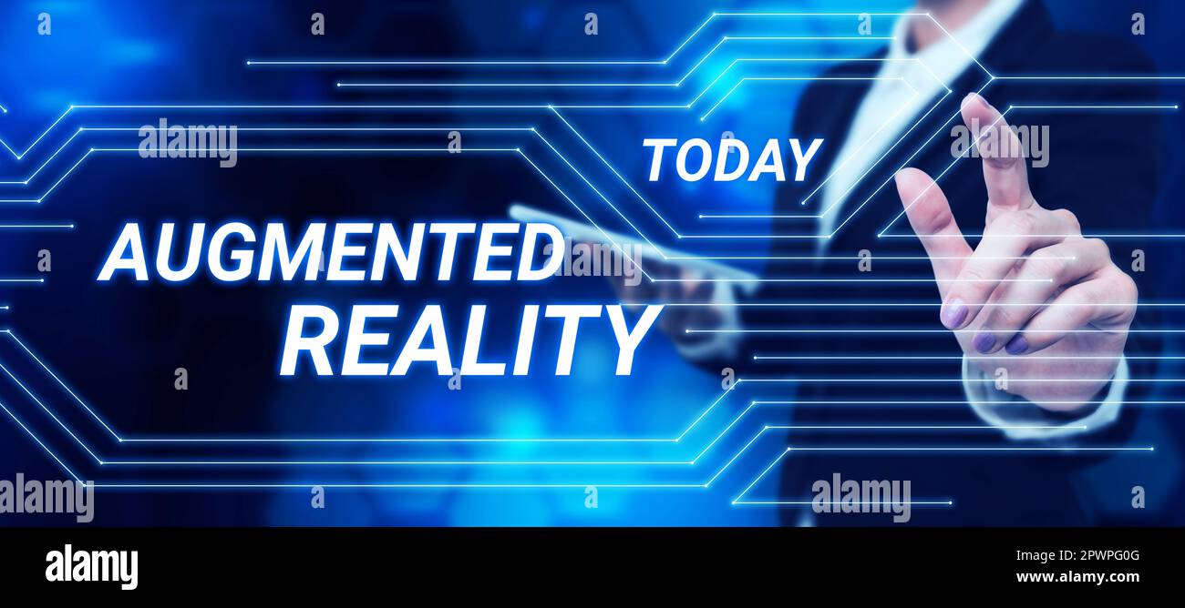 Writing displaying text Augmented Reality, Business concept technology ...