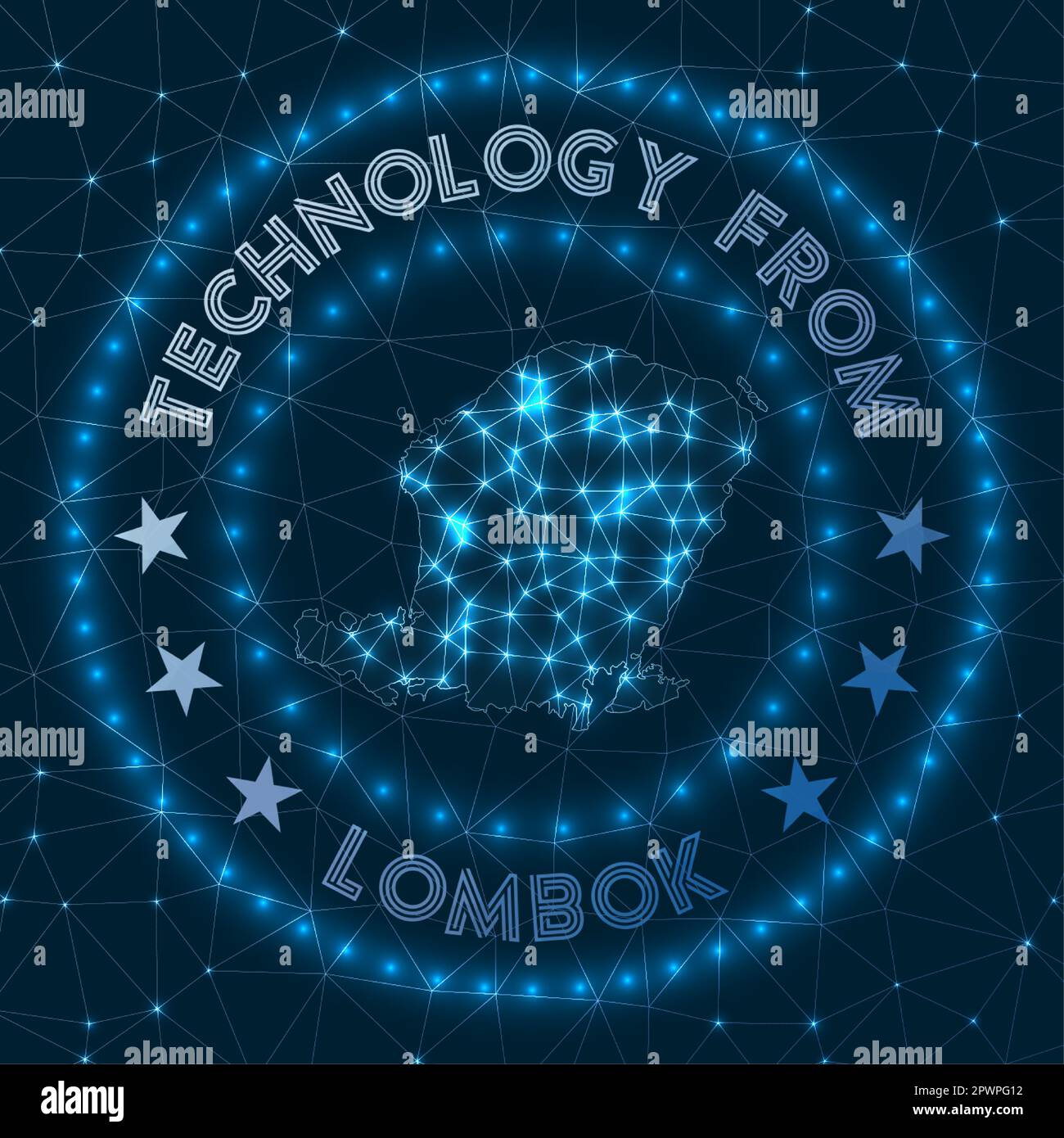 Technology From Lombok. Futuristic geometric badge of the island ...