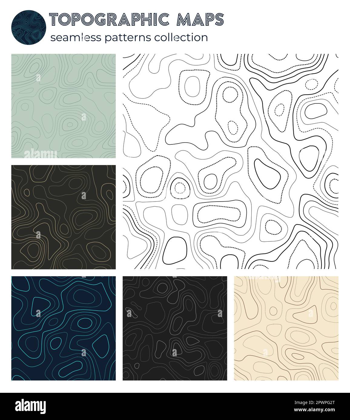 Topographic maps. Awesome isoline patterns, seamless design ...