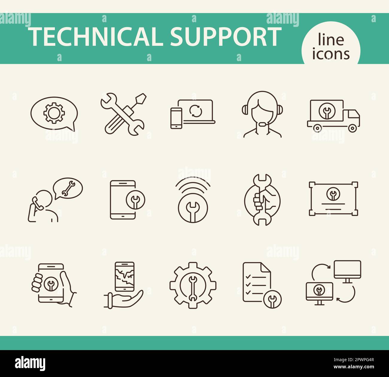 Technical support line icon set Stock Vector Image & Art - Alamy