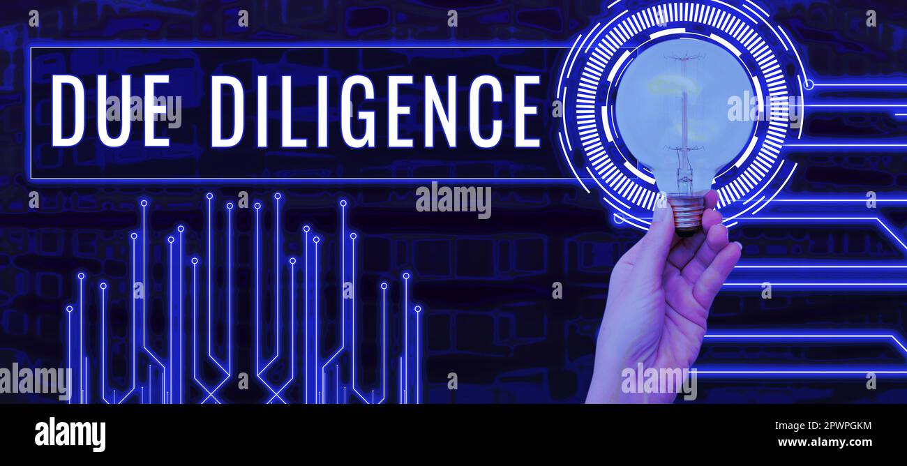 Sign displaying Due Diligence, Business showcase avoid harming other ...