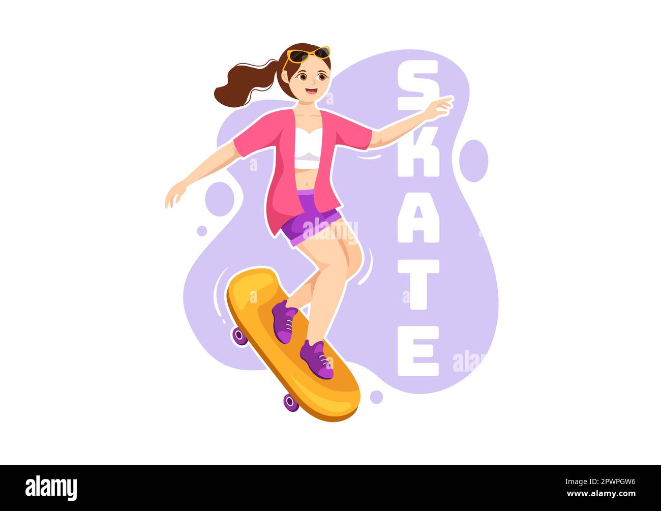 Skateboard Illustration with Skateboarders Jump using Board on ...