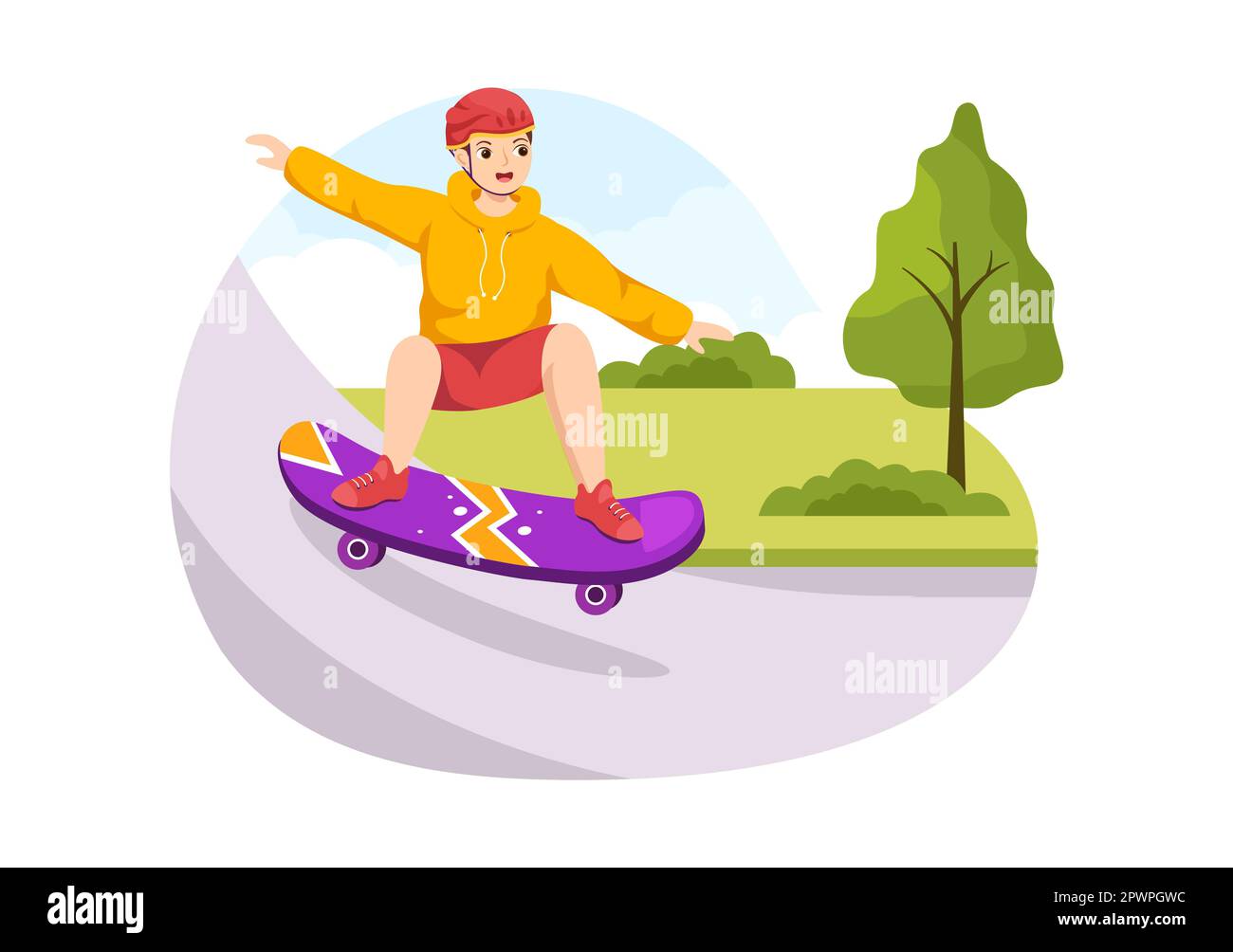 Skateboard Illustration with Skateboarders Jump using Board on ...