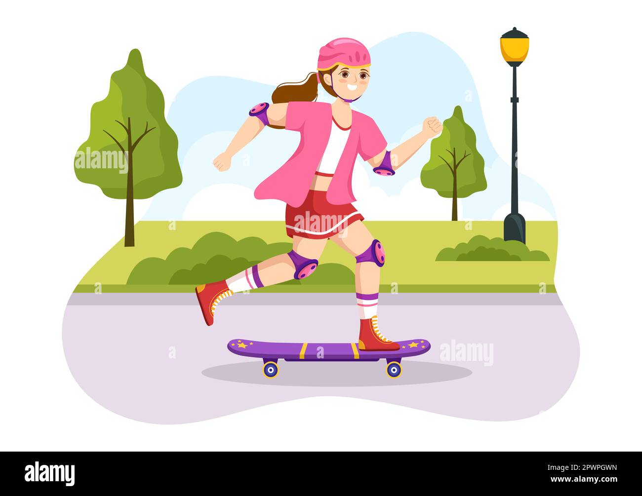 Skateboard Illustration with Skateboarders Jump using Board on ...