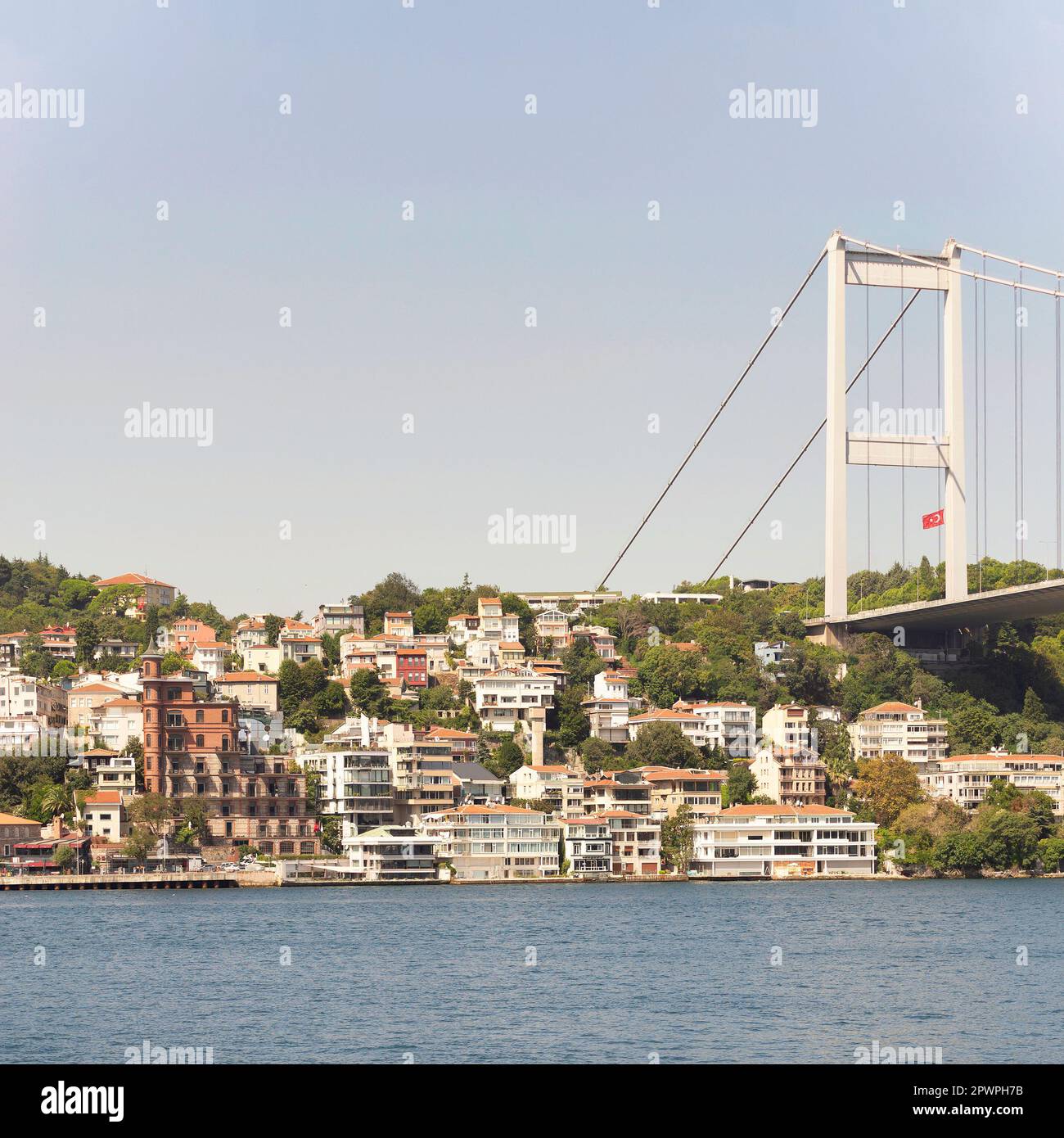 View from the sea of the European side of Bosphorus strait, Istanbul ...