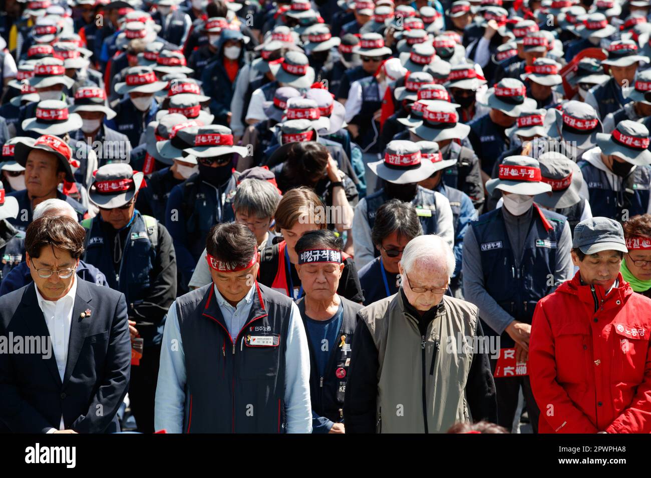 Seoul, South Korea, 1st May 2023. Member of the Korean Confederation of ...
