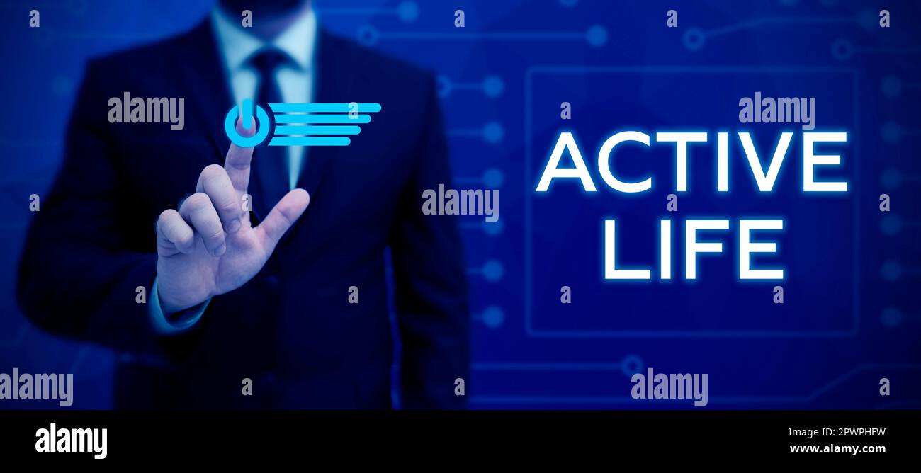 Sign displaying Active Life, Conceptual photo way of life that ...