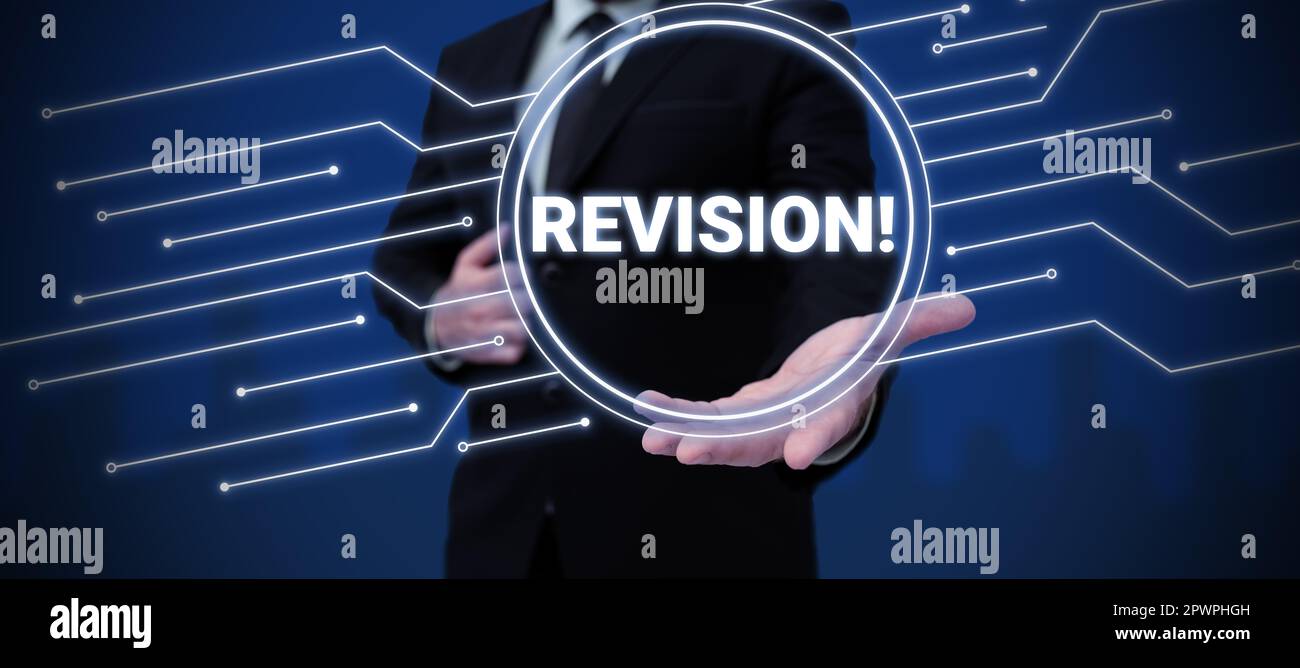 Sign displaying Revision, Word Written on action of revising over ...