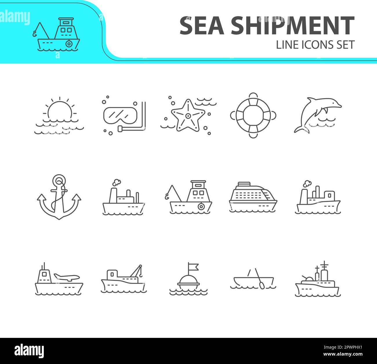 Sea shipment line icon set Stock Vector Image & Art - Alamy