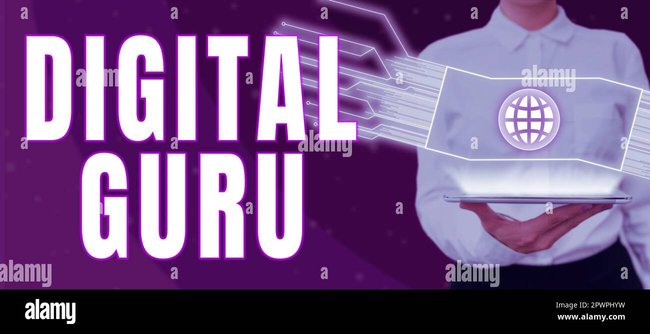 Conceptual display Digital Guru, Business showcase teacher and ...