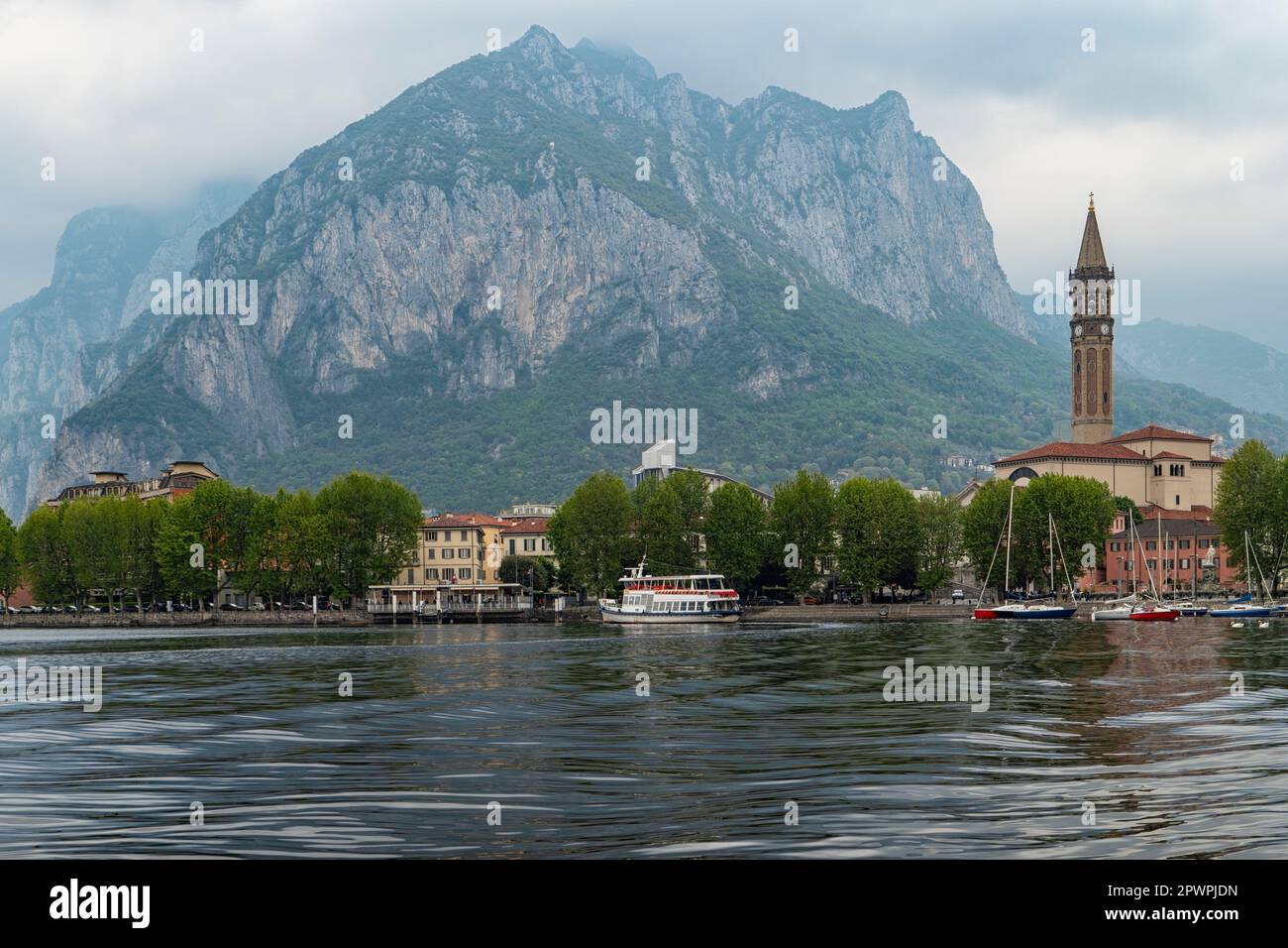 Landscape of Lecco from the lake Stock Photo - Alamy