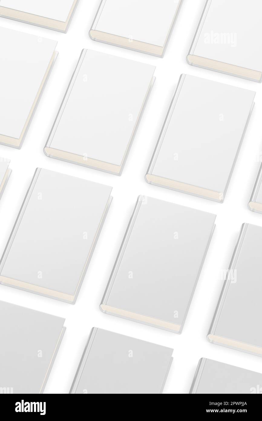 Blank white hardcover books on white background. 3D rendering ...