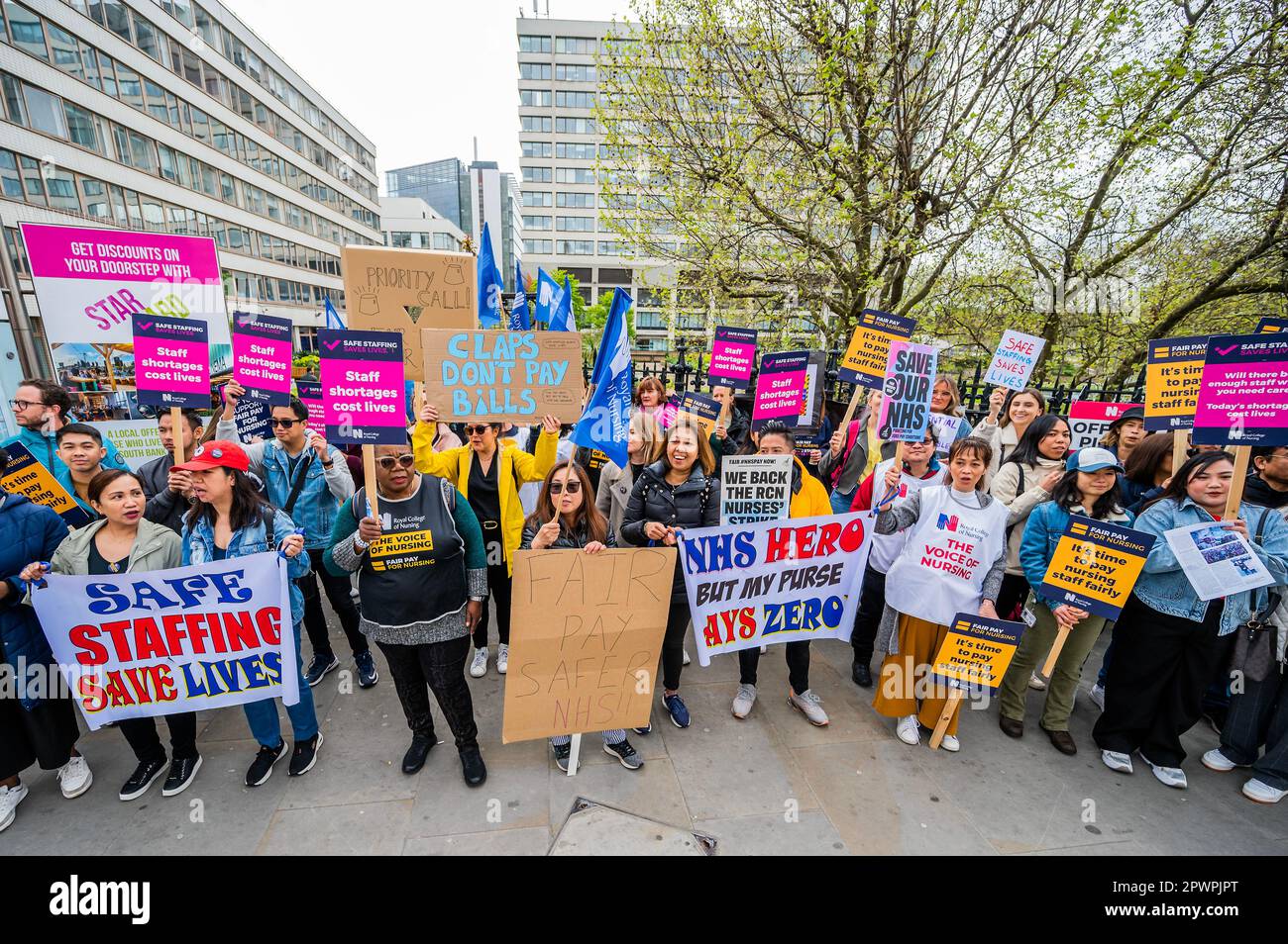 London, UK. 1st May, 2023. A picket line of Nurses outside the St ...
