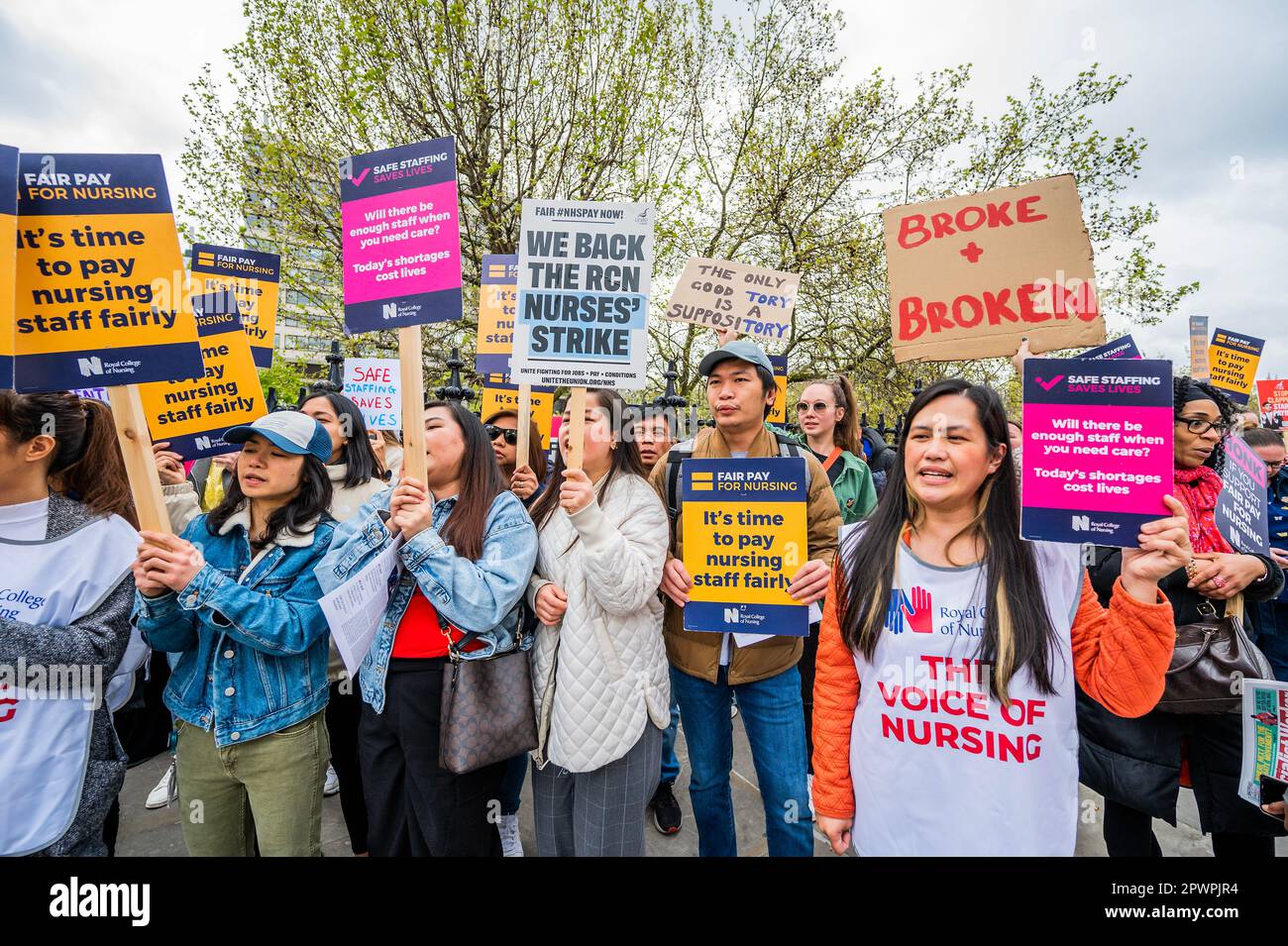 London, UK. 1st May, 2023. A picket line of Nurses outside the St ...