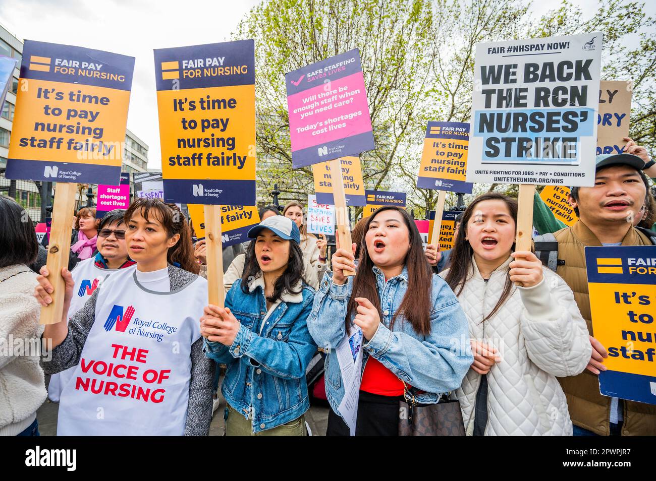 London, UK. 1st May, 2023. A picket line of Nurses outside the St ...