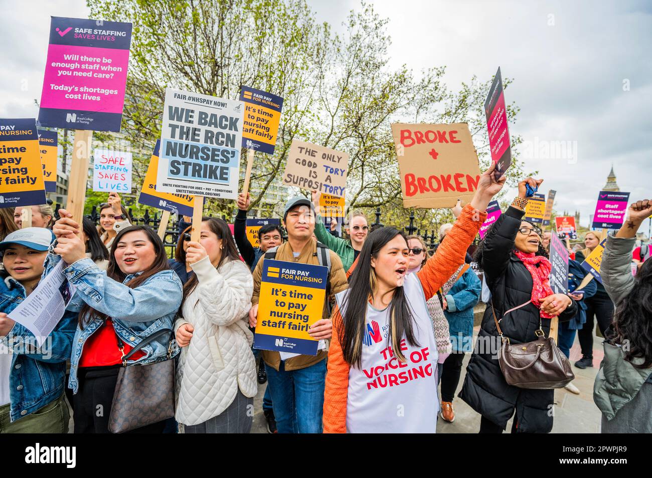 London, UK. 1st May, 2023. A picket line of Nurses outside the St ...
