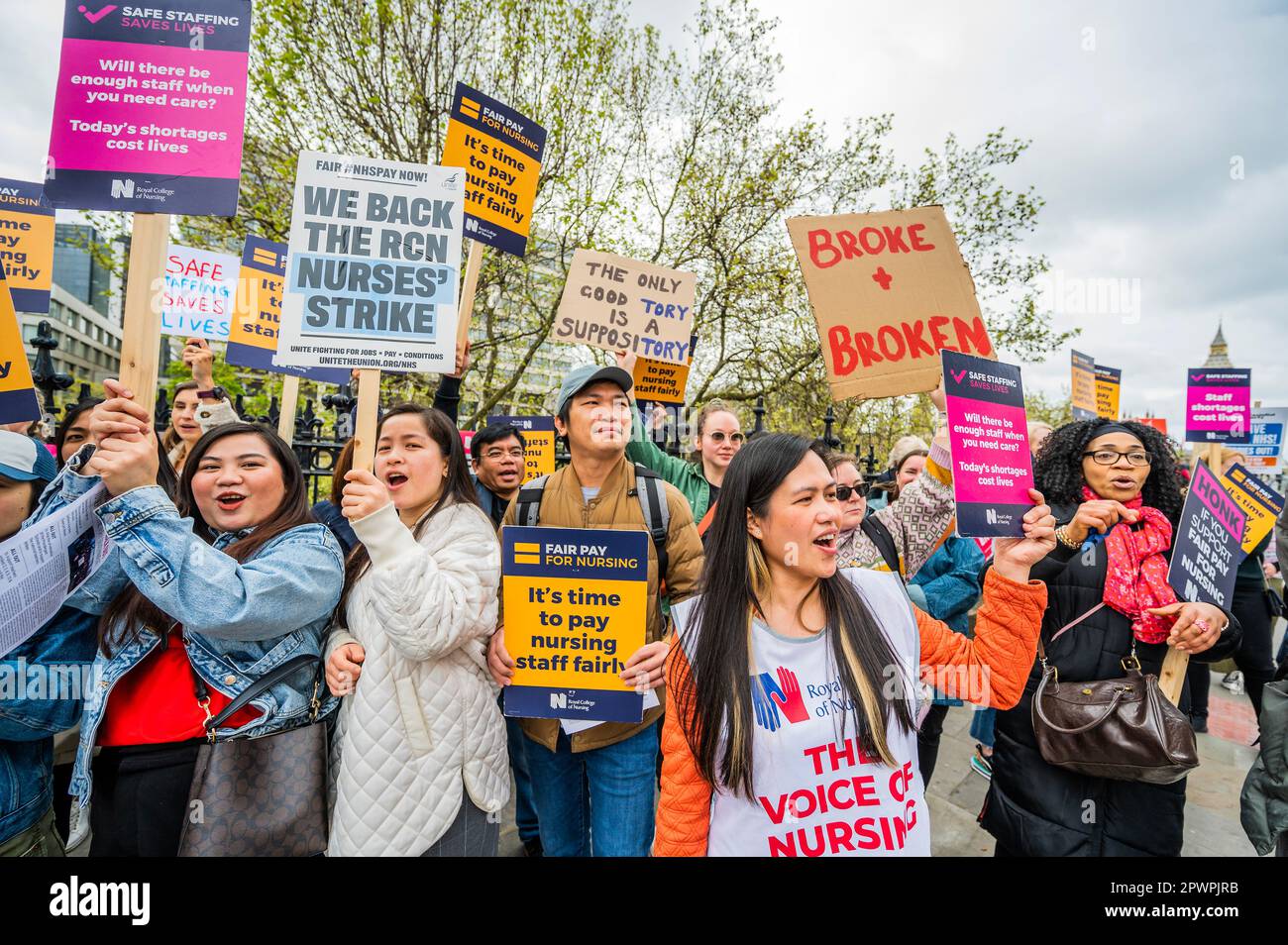 London, UK. 1st May, 2023. A picket line of Nurses outside the St ...