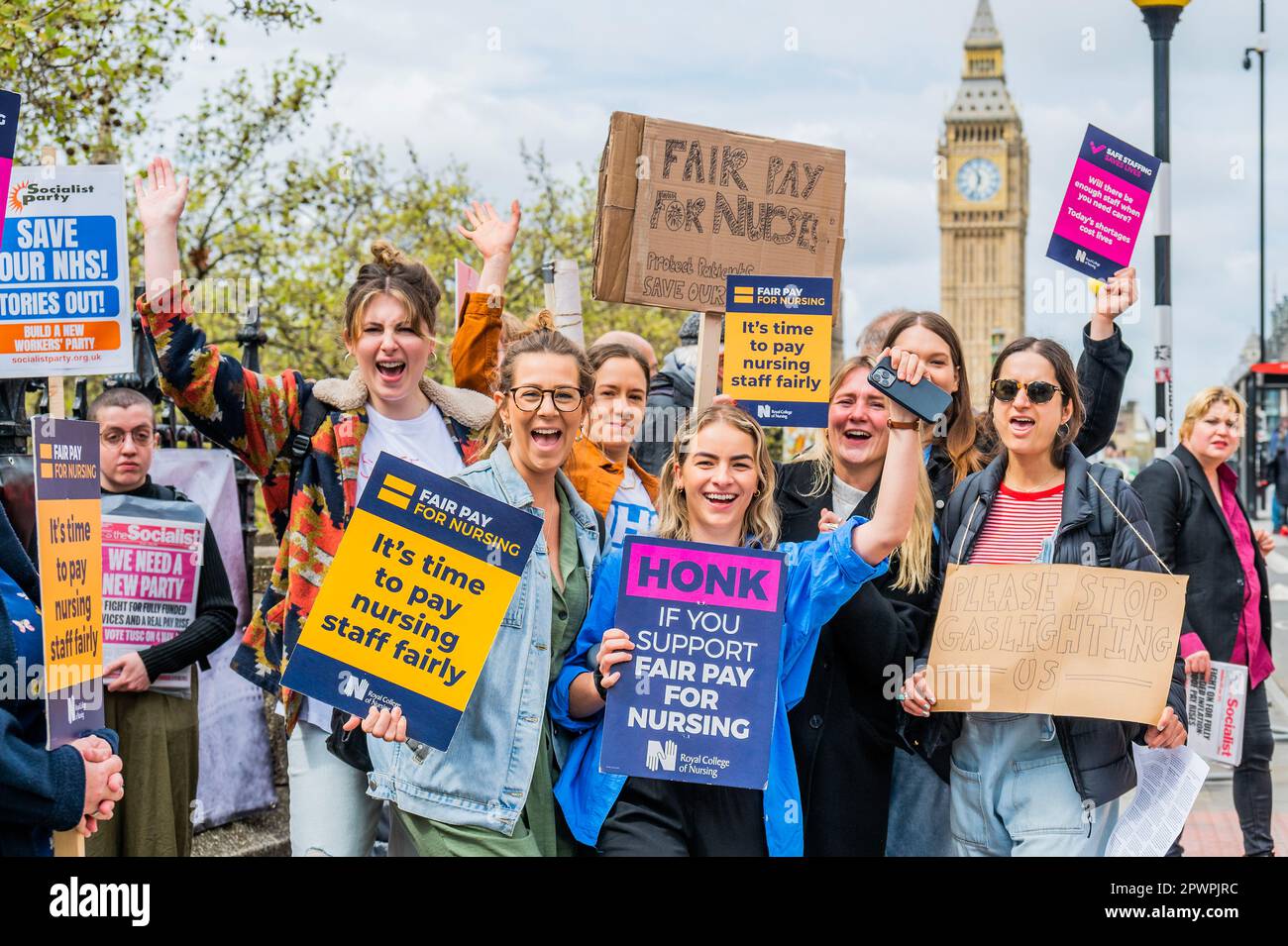 London, UK. 1st May, 2023. A picket line of Nurses outside the St ...