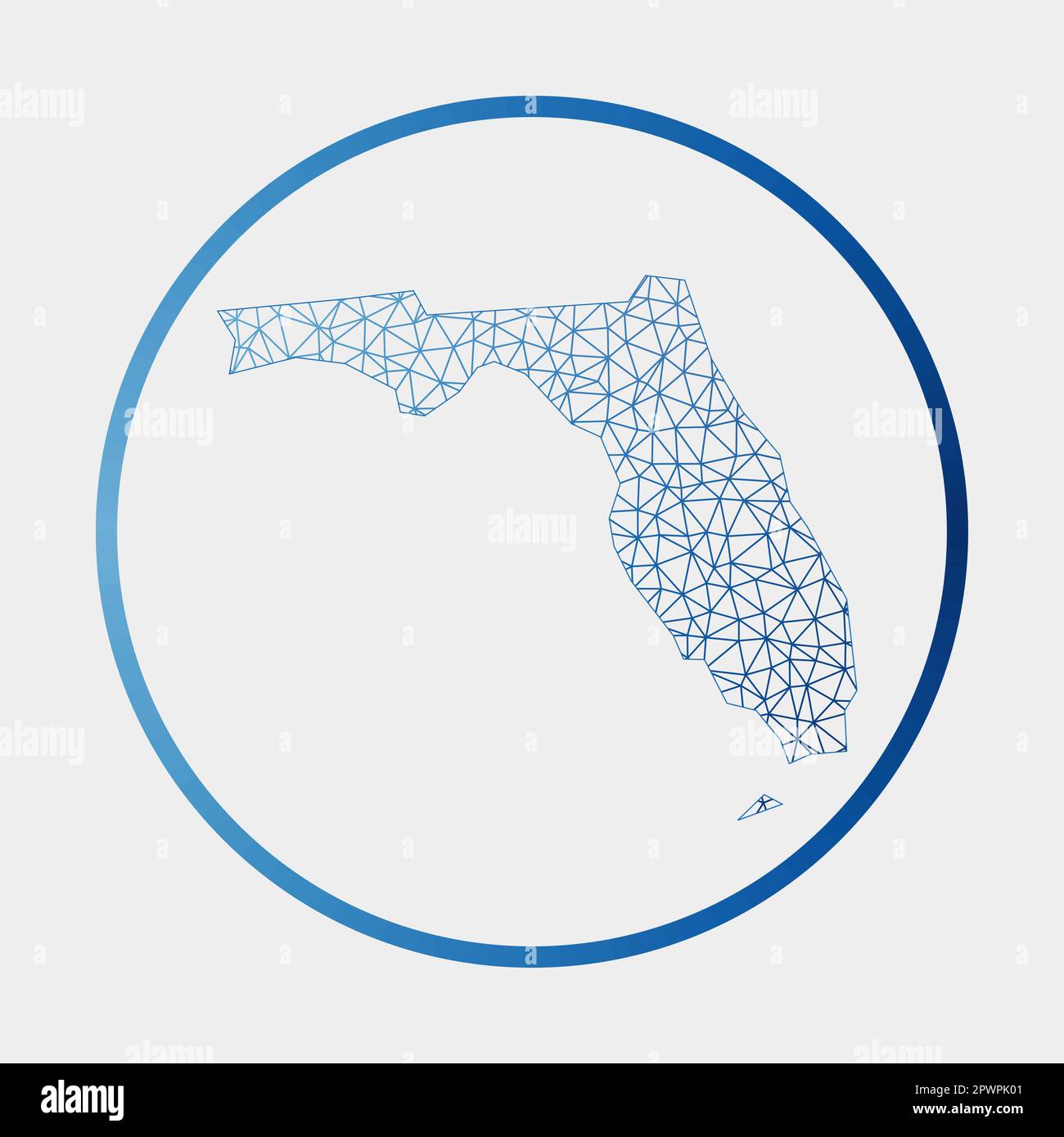 Florida icon. Network map of the US state. Round Florida sign with ...