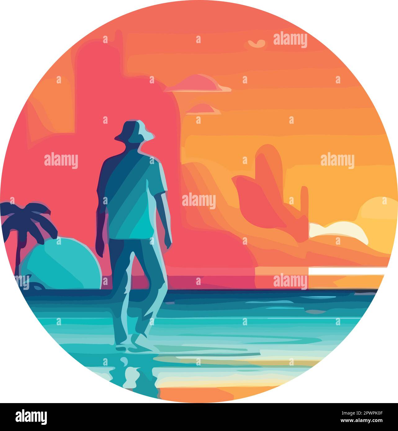 Walking on beach sun Stock Vector Images - Alamy