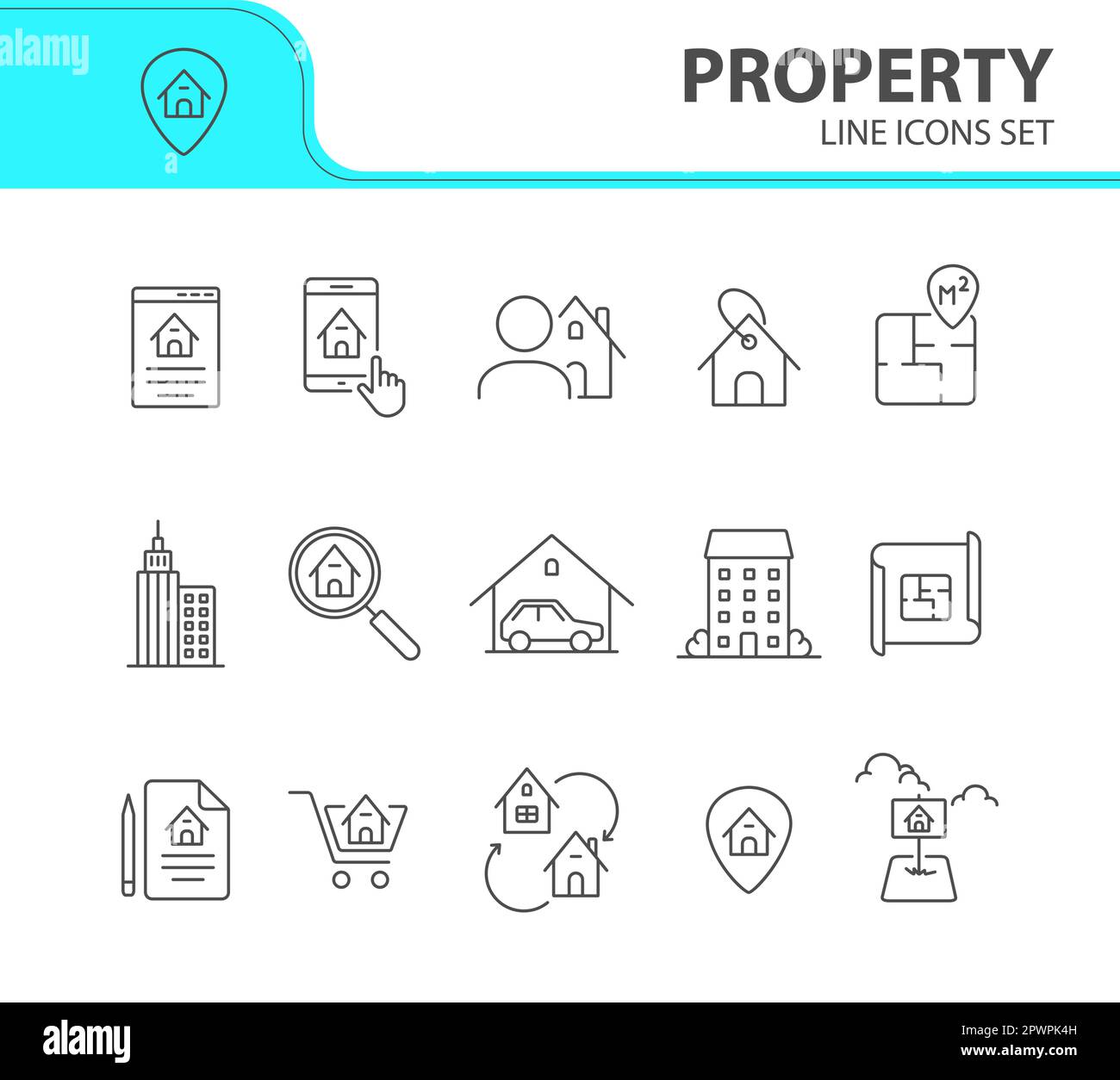 Property line icon set Stock Vector Image & Art - Alamy
