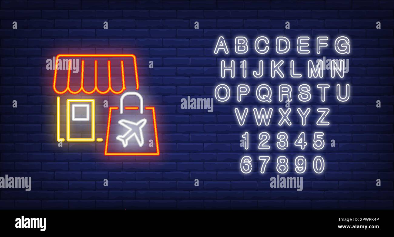 Shop neon sign Stock Vector Image & Art - Alamy