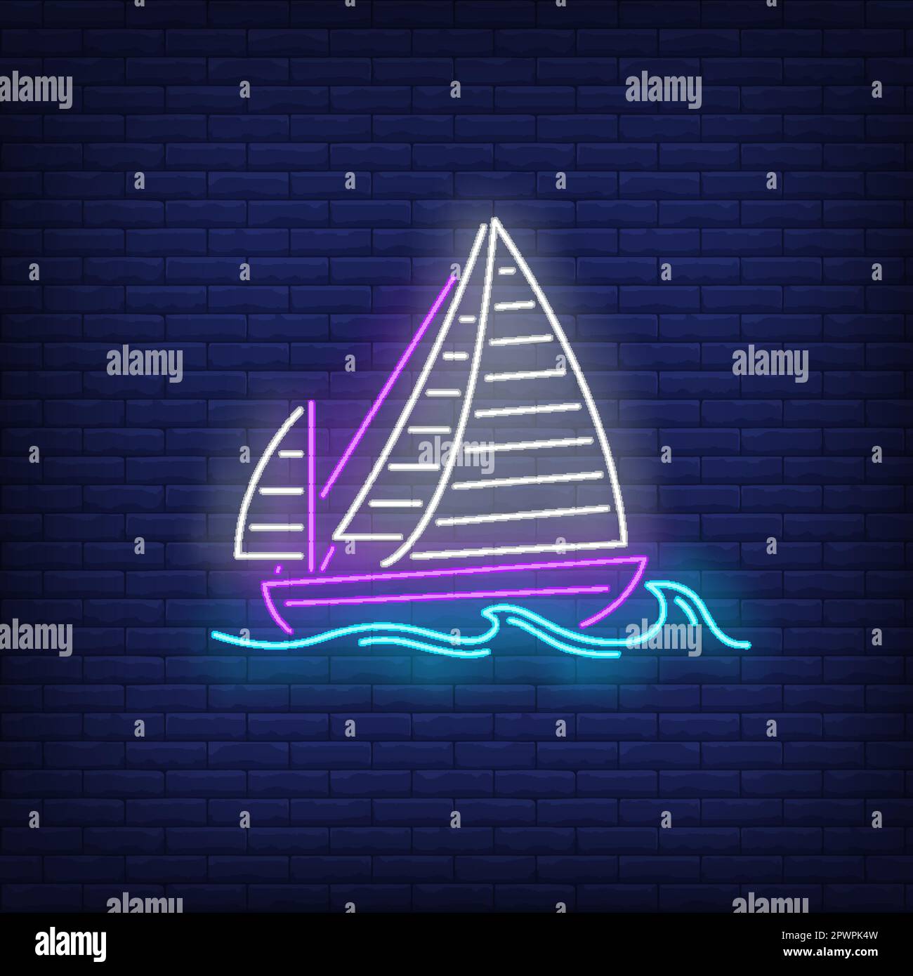 Sailing ship on sea waves neon sign Stock Vector Image & Art - Alamy