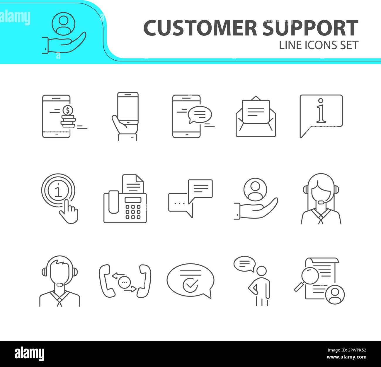 Customer support line icon set Stock Vector Image & Art - Alamy