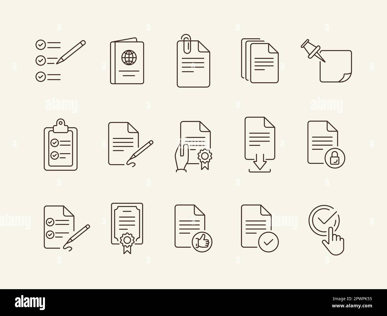 Documents approved icon outline hi-res stock photography and images - Alamy